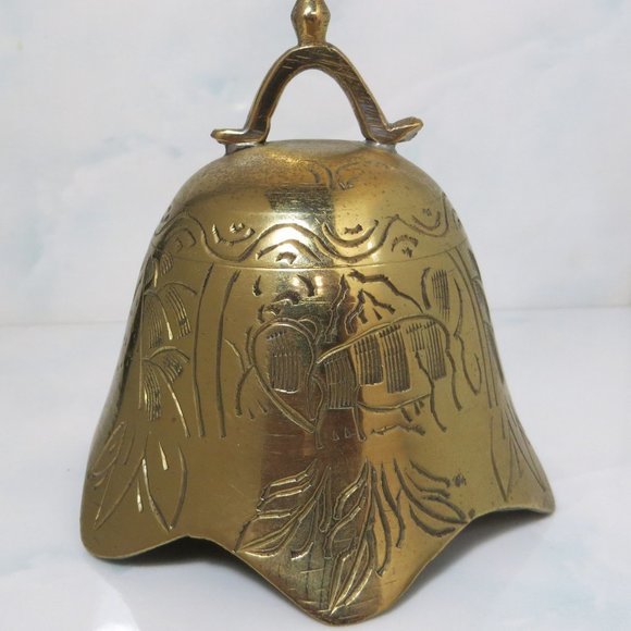 Accents | Vintage Asian Temple Brass Metal Bell With Mythical Animals ...